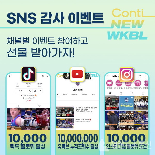 WKBL 틱톡 채널, 오픈 4개월 만에 팔로워 1만 명 돌파, 감사 이벤트 연다